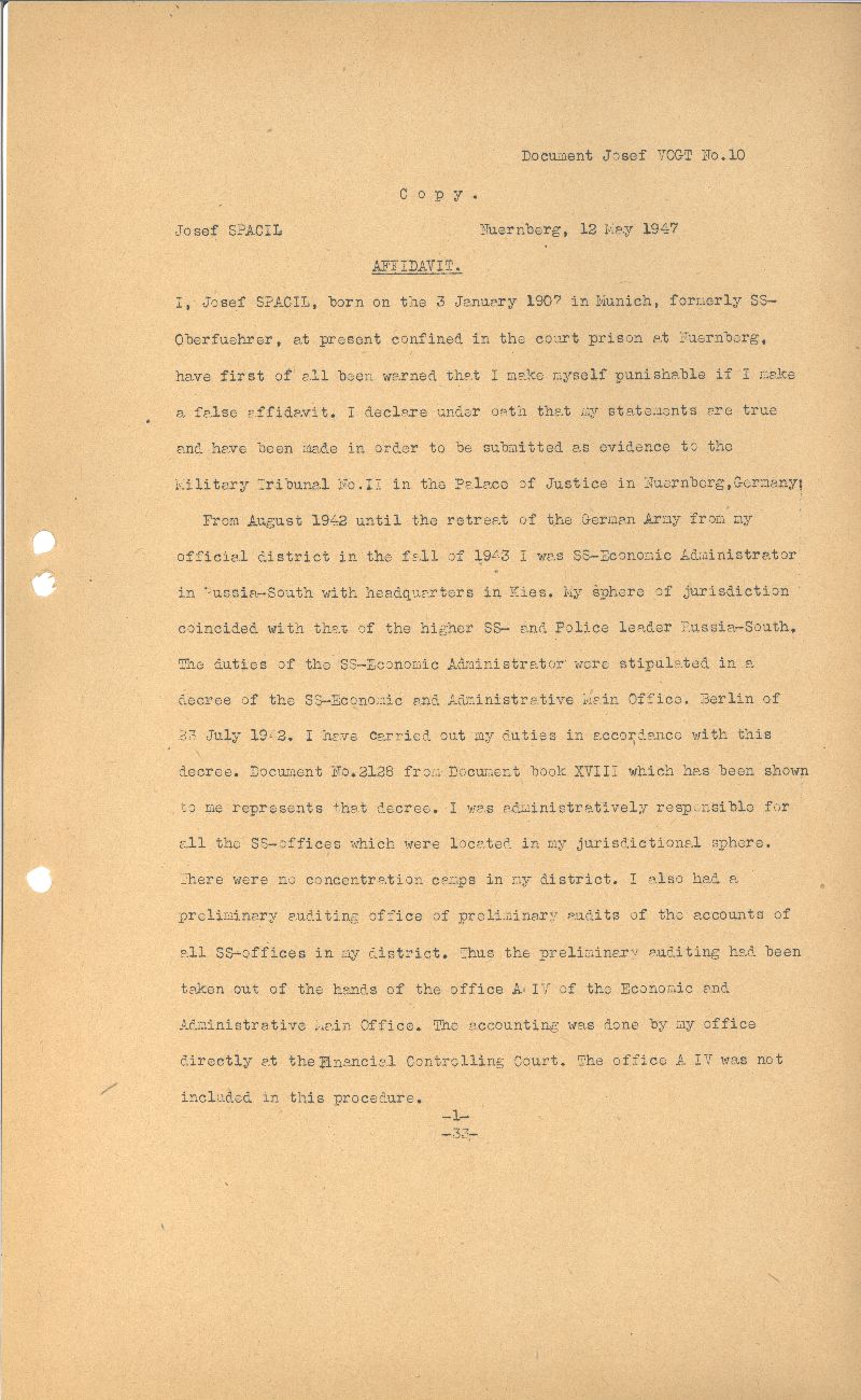 Nuremberg - Document Viewer - Affidavit concerning the auditing of SS ...