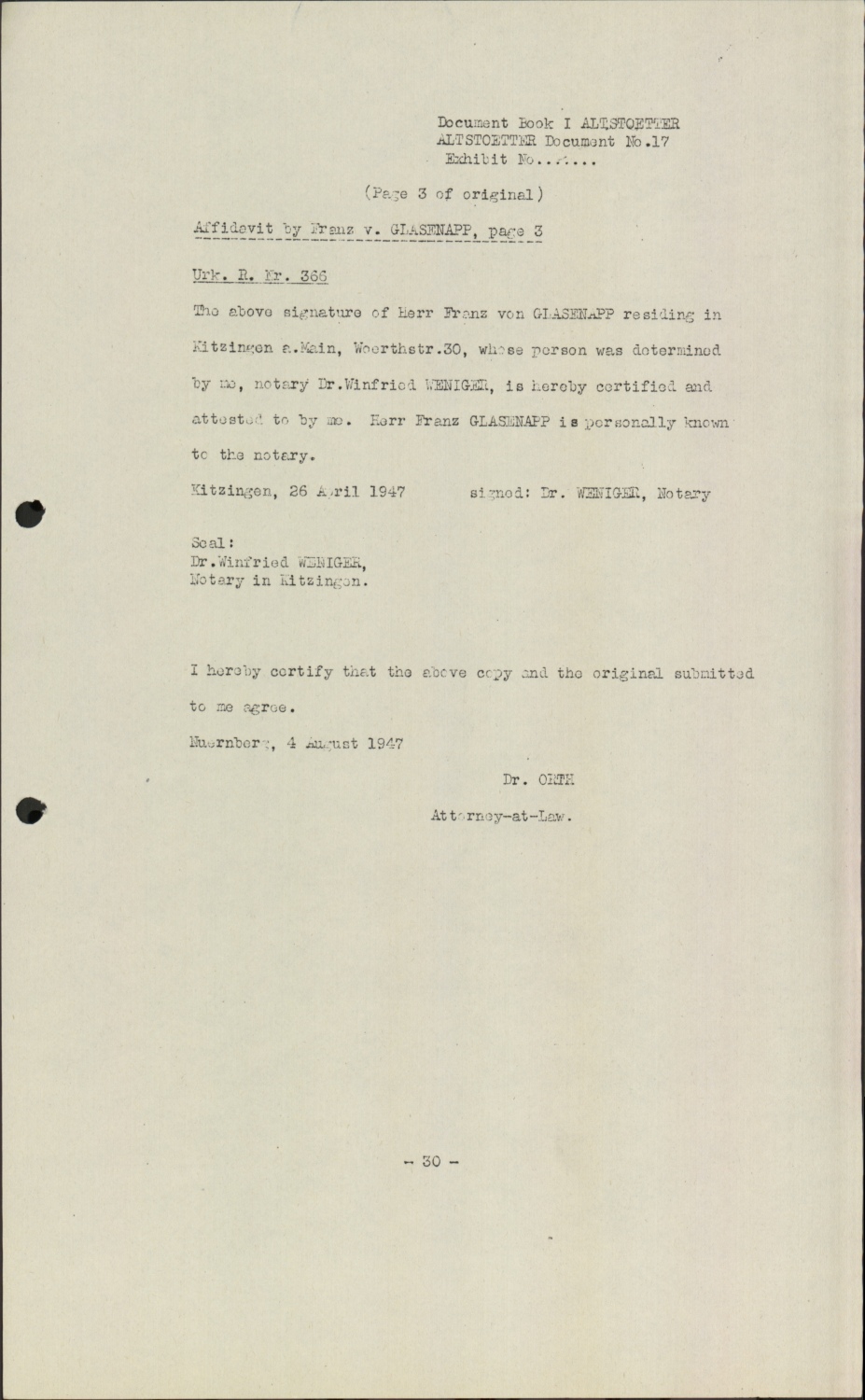 Nuremberg - Document Viewer - Affidavit concerning Altstoetter's views ...