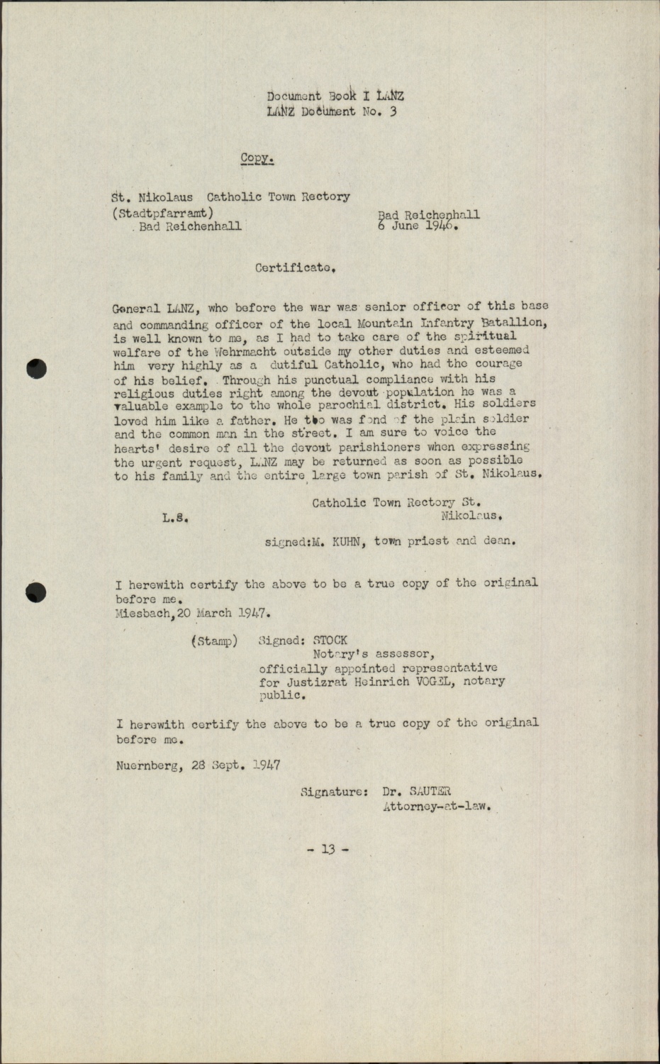Nuremberg - Document Viewer - Certificate concerning General Lanz's ...