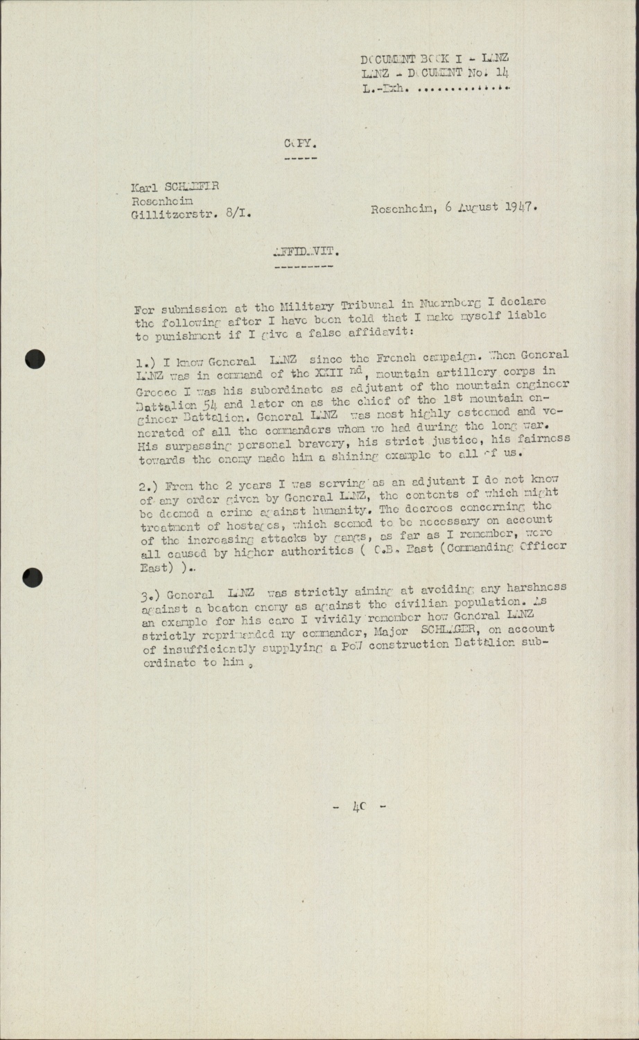 Nuremberg - Document Viewer - Affidavit concerning General Lanz's ...