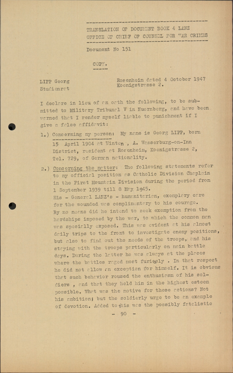 Nuremberg - Document Viewer - Affidavit concerning General Lanz's ...