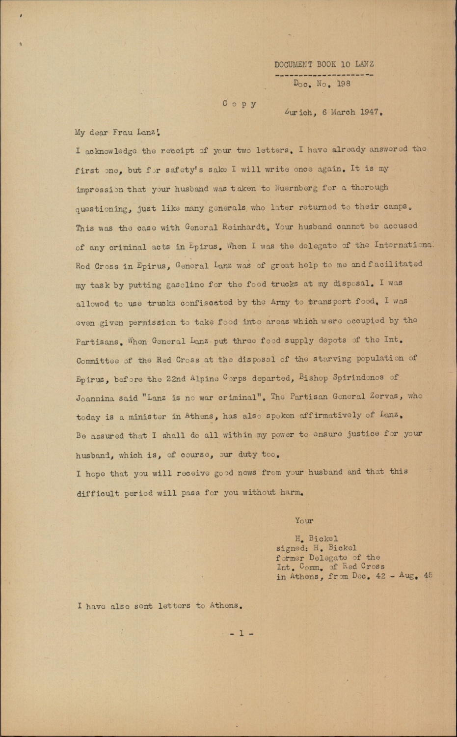 Nuremberg - Document Viewer - Letter to Mrs. Lanz, on General Lanz's ...