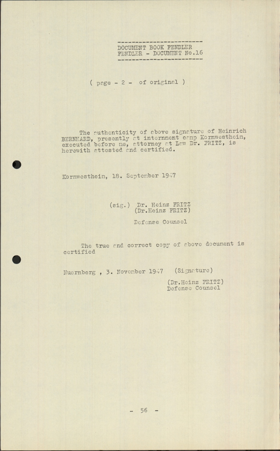 Nuremberg - Document Viewer - Affidavit concerning Fendler's work as a ...